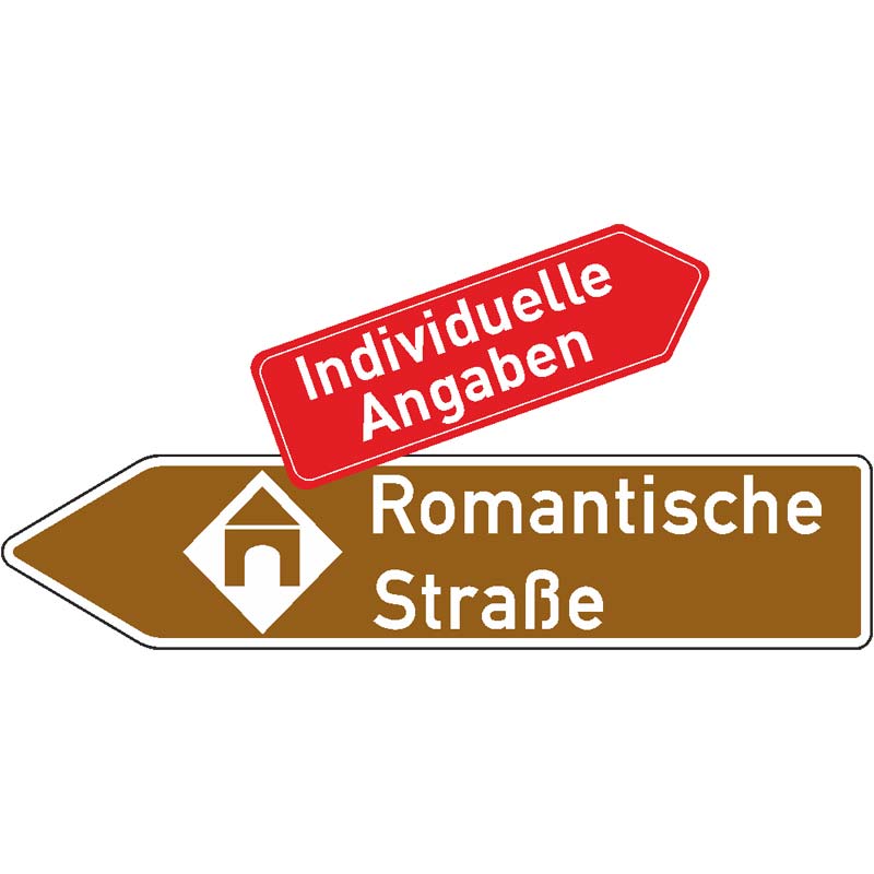 Verkehrszeichen 386.2-12 Touristische Route als Pfeilwegweiser